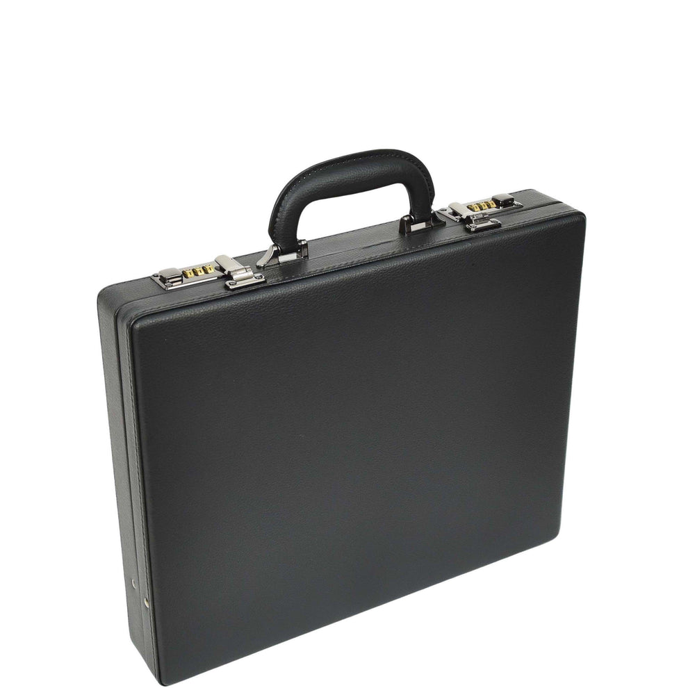 Slim Line Attache Case Black Briefcase Organiser | House of Leather