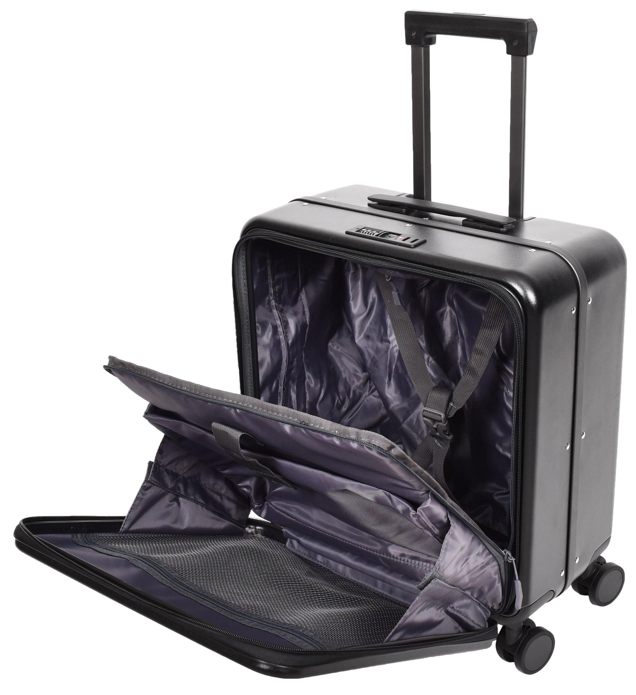 Four Wheel Pilot Case Hard Shell Cabin Bag Black | House of leather ...