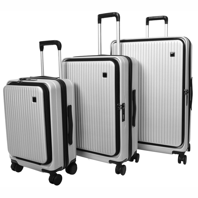 Four Wheel Suitcase Hard Shell Luggage Roamer Silver | House of Leather