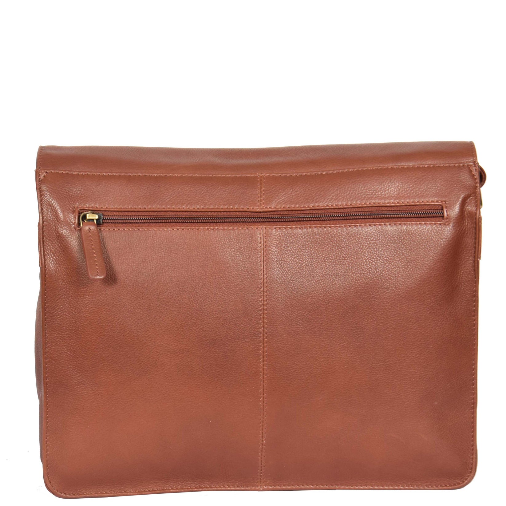 Womens Soft Leather Large Flap Over Bag Brown | House of Leather