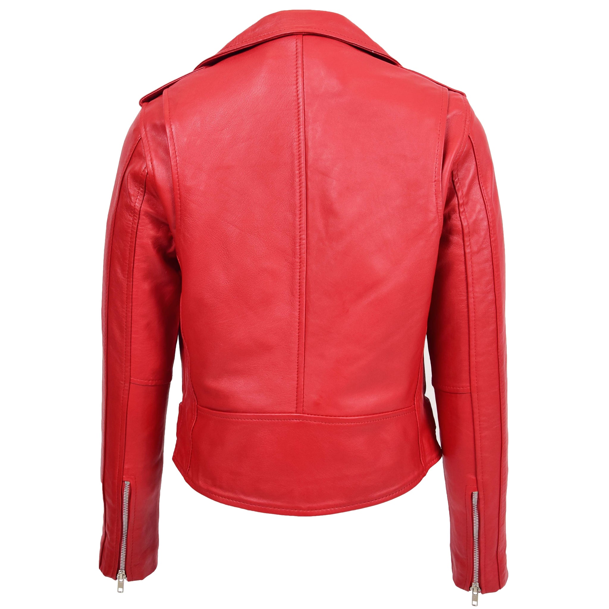 Womens Real Leather Biker Brando Style Jacket Red | House of Leather
