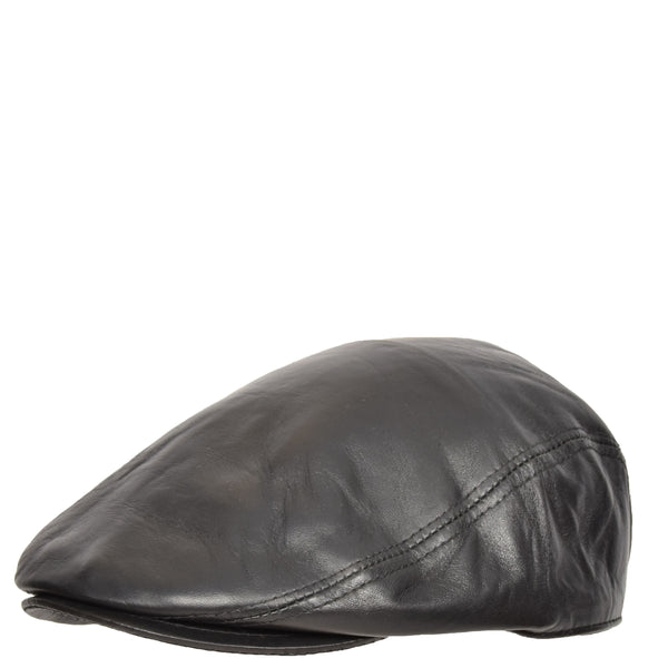 Soft Leather Classic Flat Cap Black | House of Leather