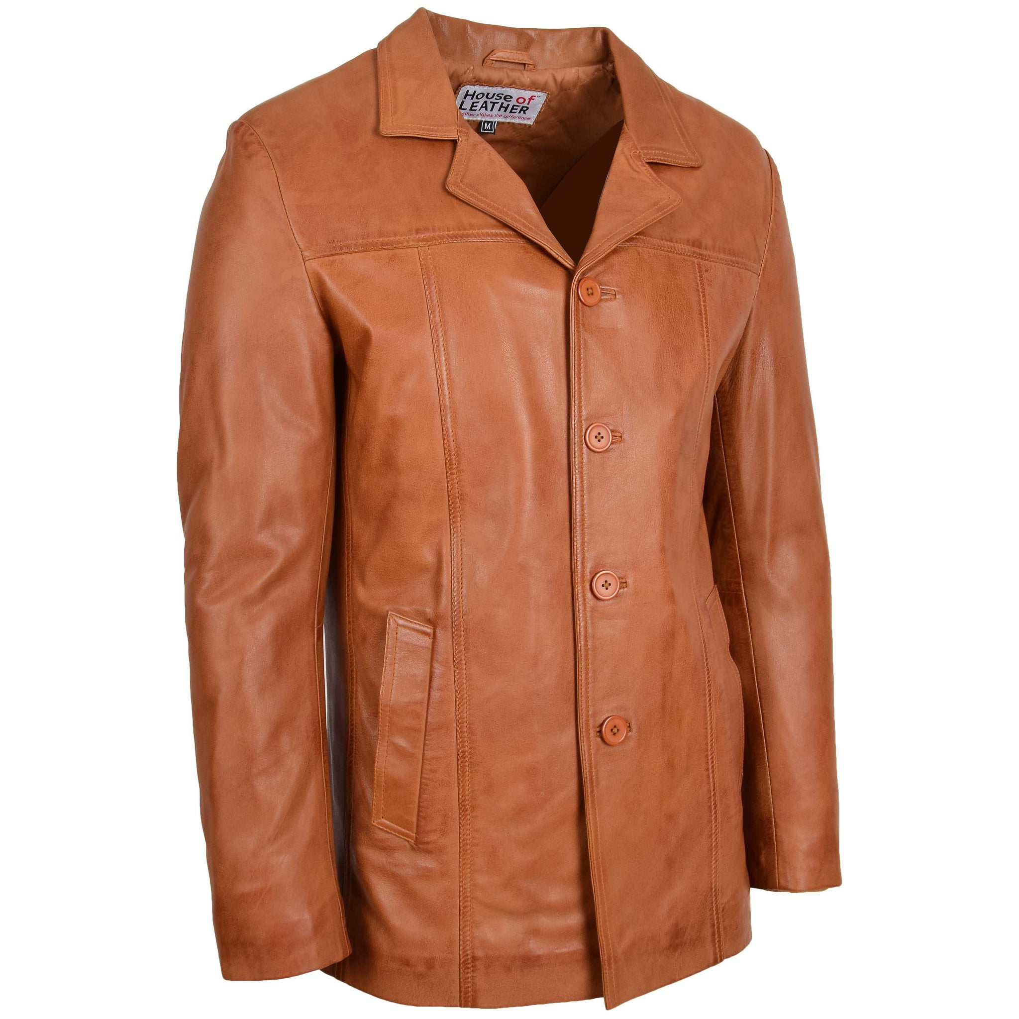 Mens Classic Leather Reefer Jacket Thrill Tan | House of Leather