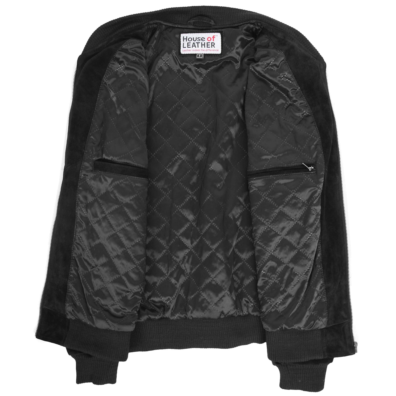 Mens Baseball Suede Varsity Jacket Reg Black | House of Leather