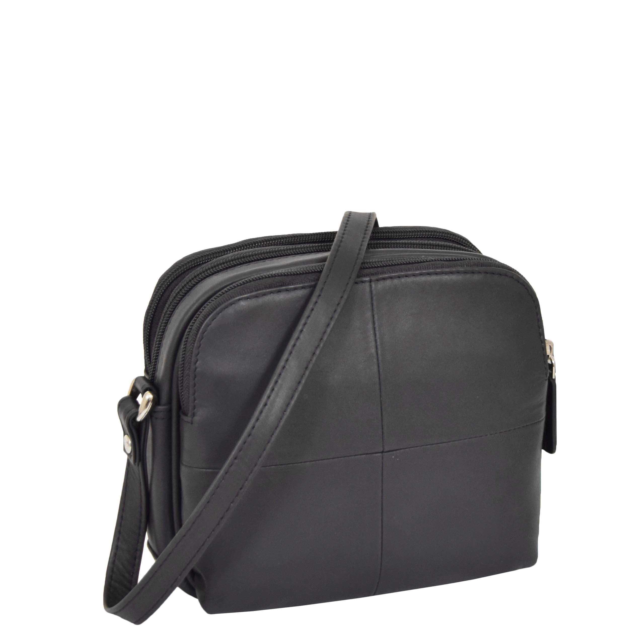 Womens Small Multi Compartment Sling Bag Blue | House of Leather