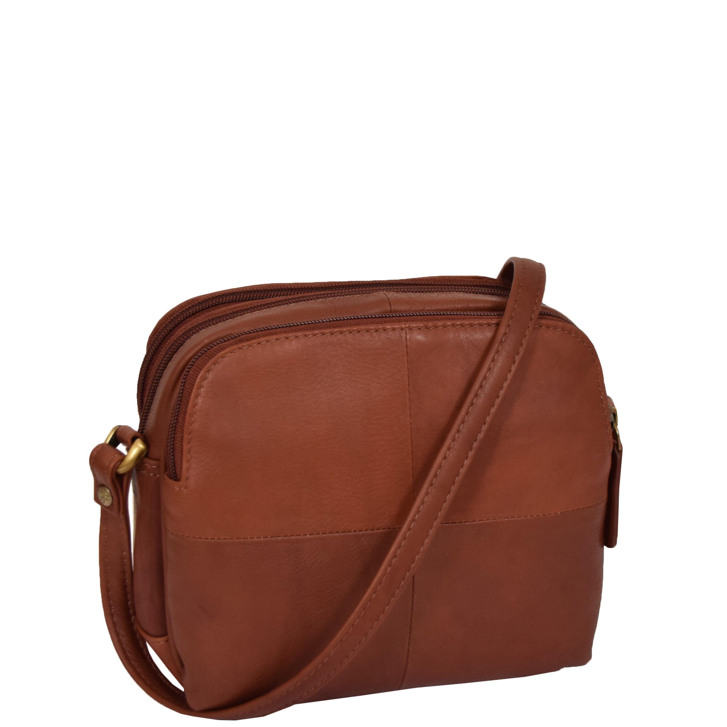 Womens Small Multi Compartment Sling Bag Brown | House of Leather